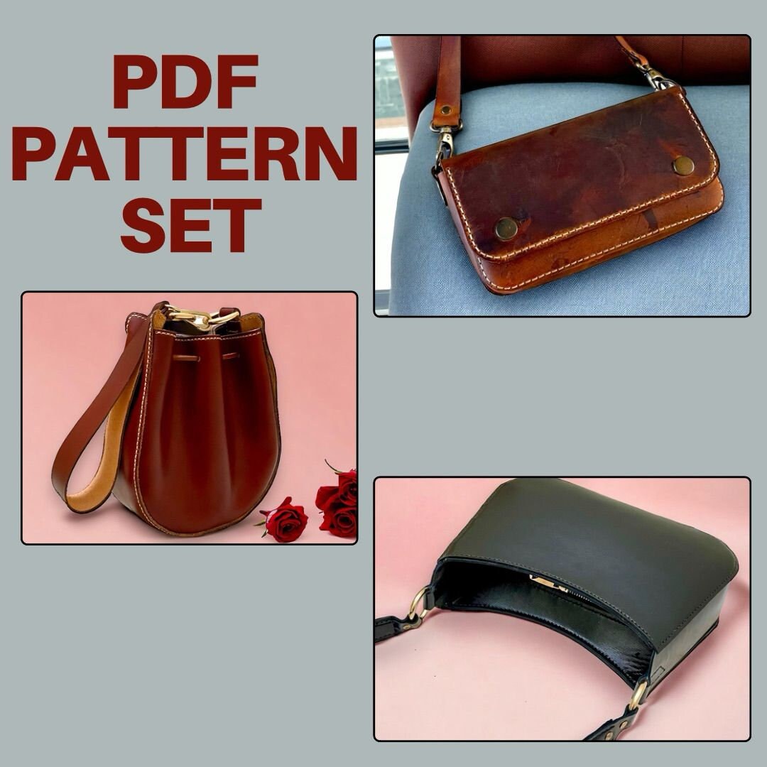 PDF Leather Pattern Set - Handbag Pattern - 3 Different Designs ...