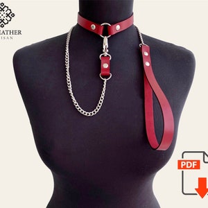 PDF Pattern Leather BDSM Harness Pattern - Leather Choker Template ...