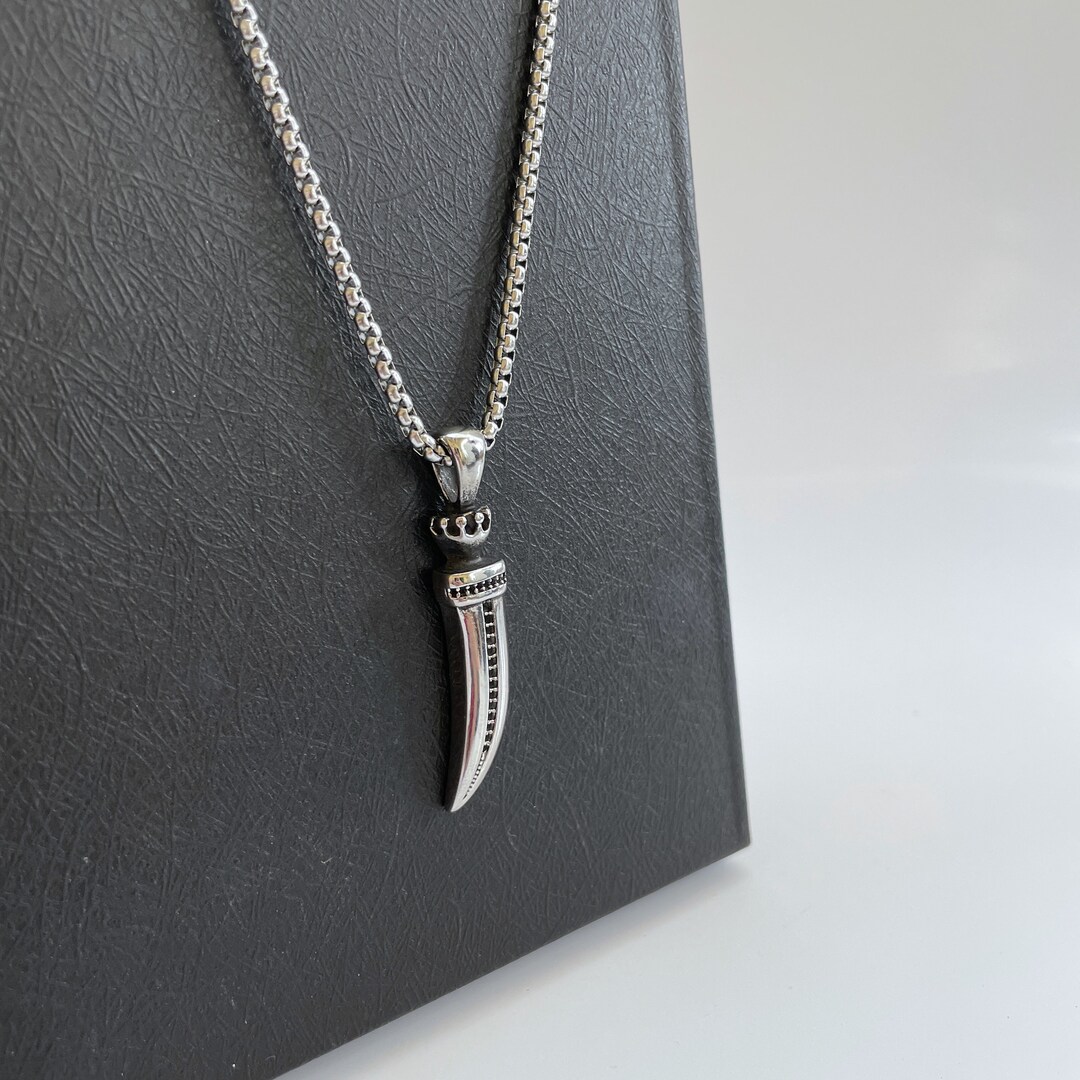 Chain Dagger Rope Chain Necklace Silver Tone Chain Gothic - Etsy