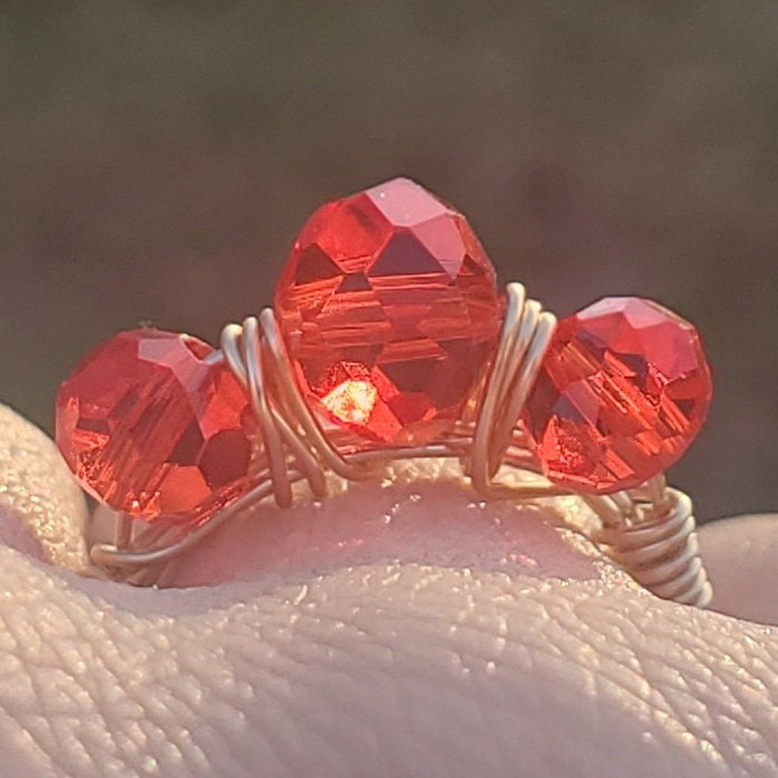 Ruby Red and Guilded Gold Ring - Etsy