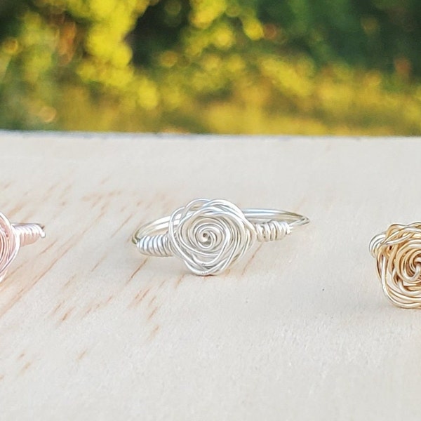 Wire Rose Ring Rose - Etsy