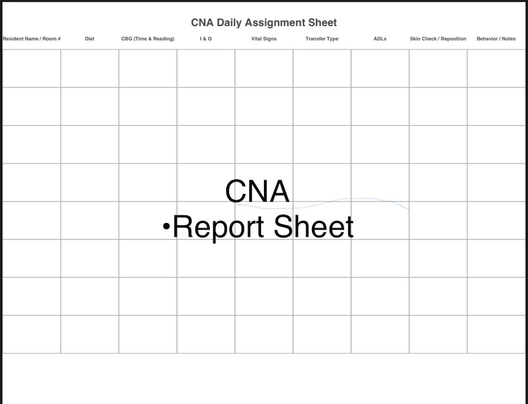 CNA Daily Assignment Sheet Printable – 8 Resident Tracker, Care Log, Shift Planner - Etsy