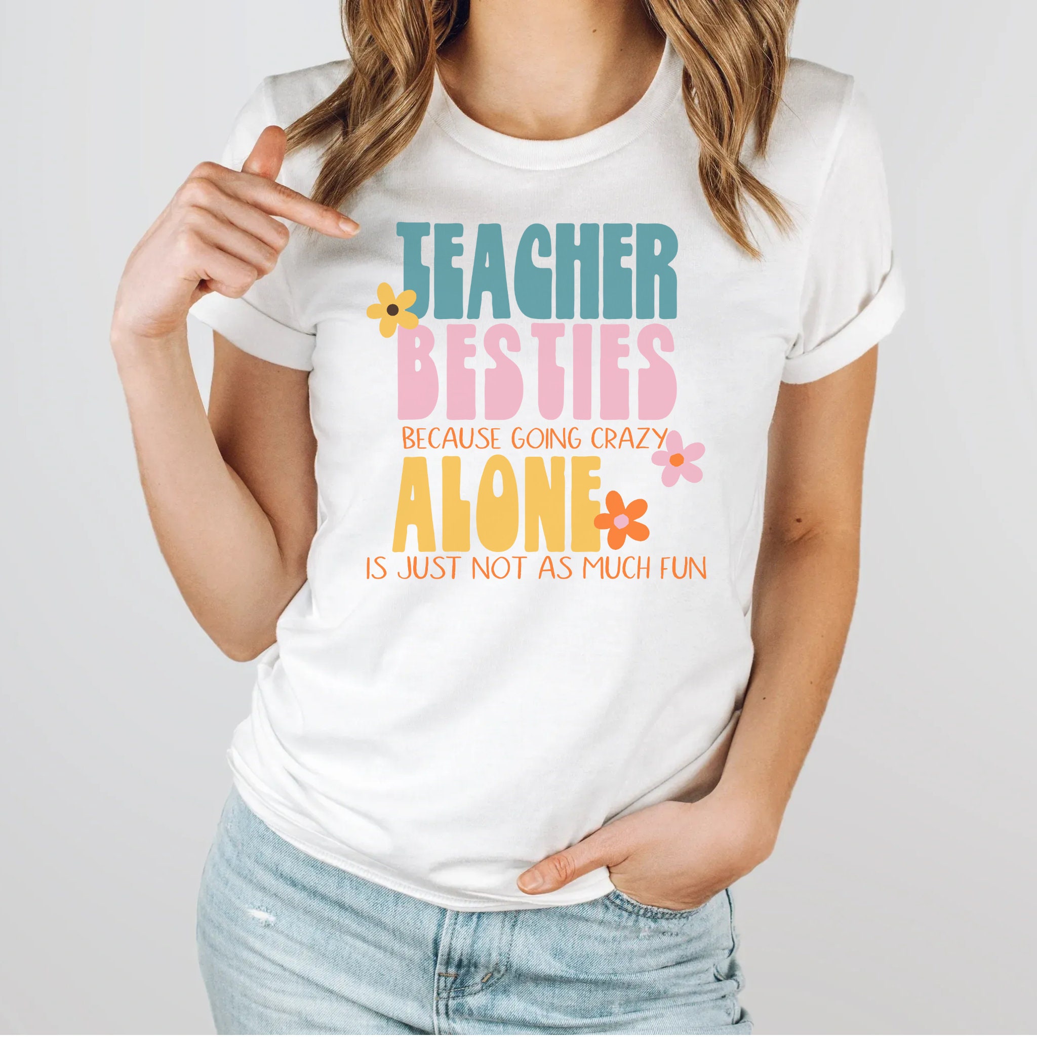 Teacher Bestie Shirt Funny Teacher Shirts Teacher Coworker - Etsy