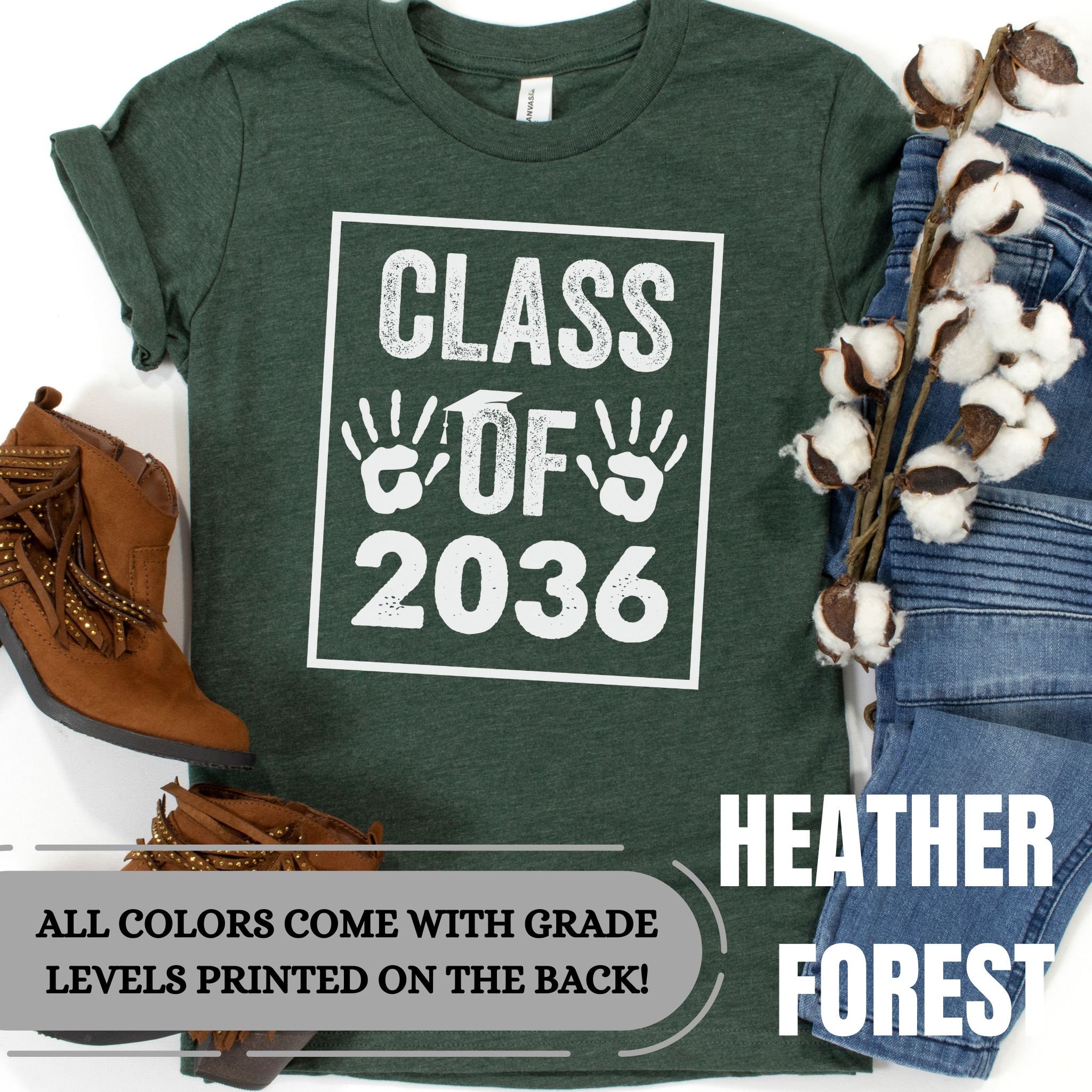 Class of 2036 Shirt, Handprint Shirt, Grow With Me, Happy First Day of ...