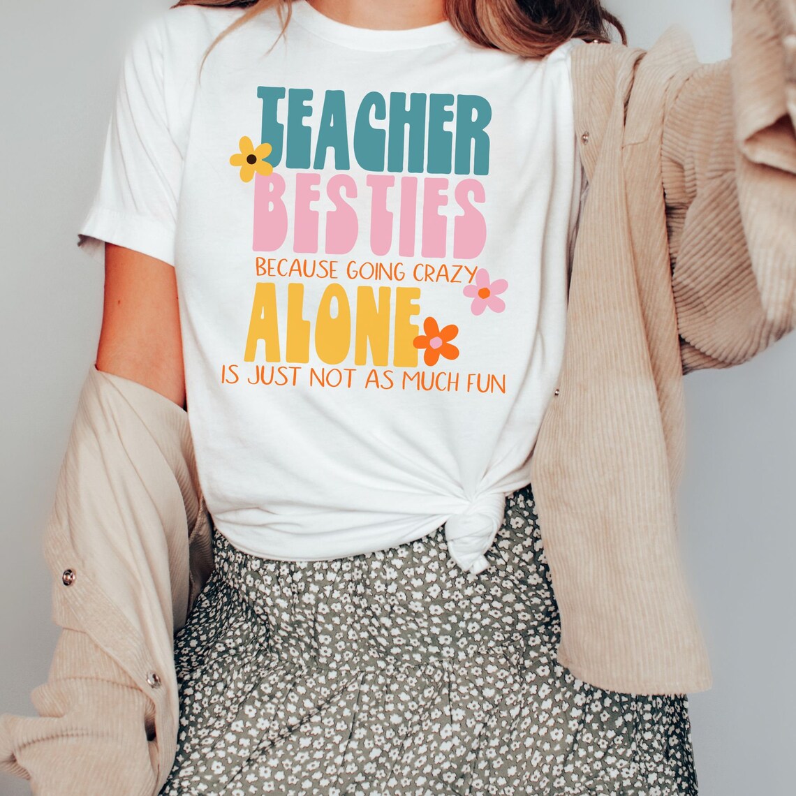 Teacher Bestie Shirt Funny Teacher Shirts Teacher Coworker - Etsy