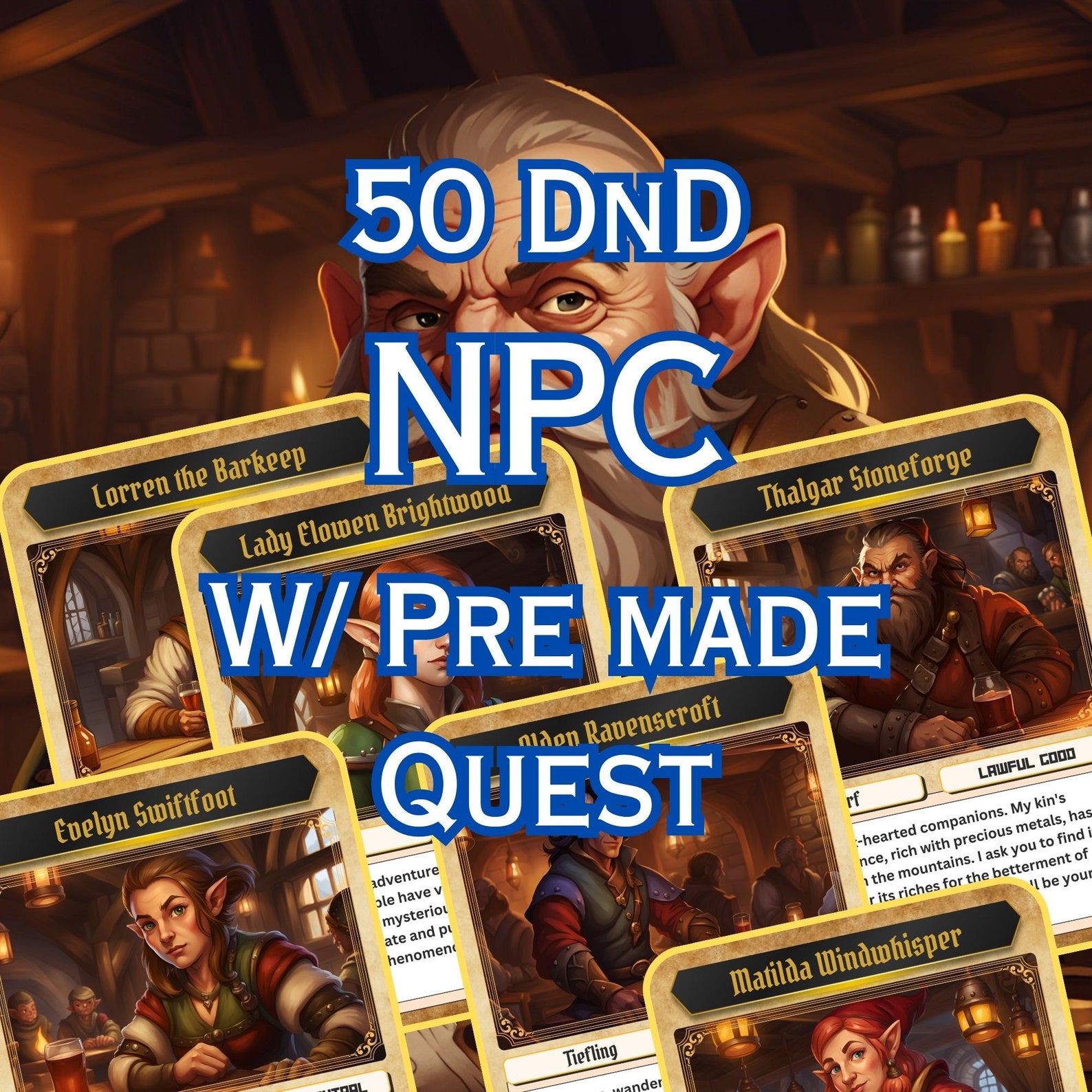 D&D Tavern Quest-giver Npcs - 50 Digital Cards for Dms and Players - Instant Download - DM ...