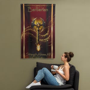 DND Character Class Flag Tabletop RPG Barbarian Banner Fantasy Army ...
