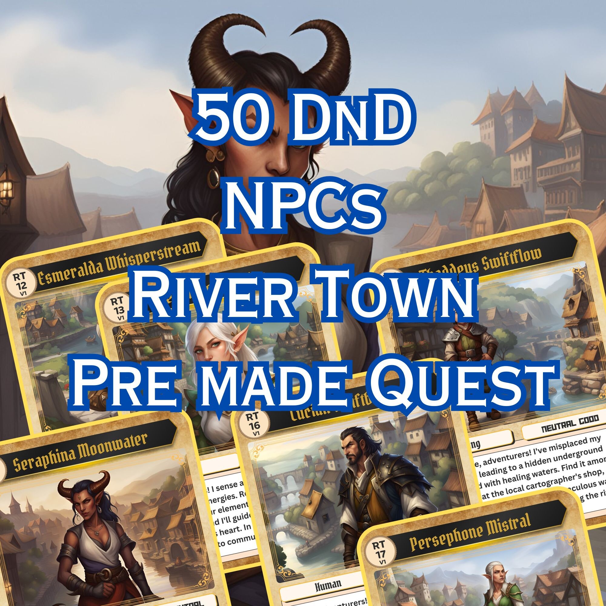 4 D&D Npcs W/quest - River Town - 50 Digital Printable Cards for Dms ...