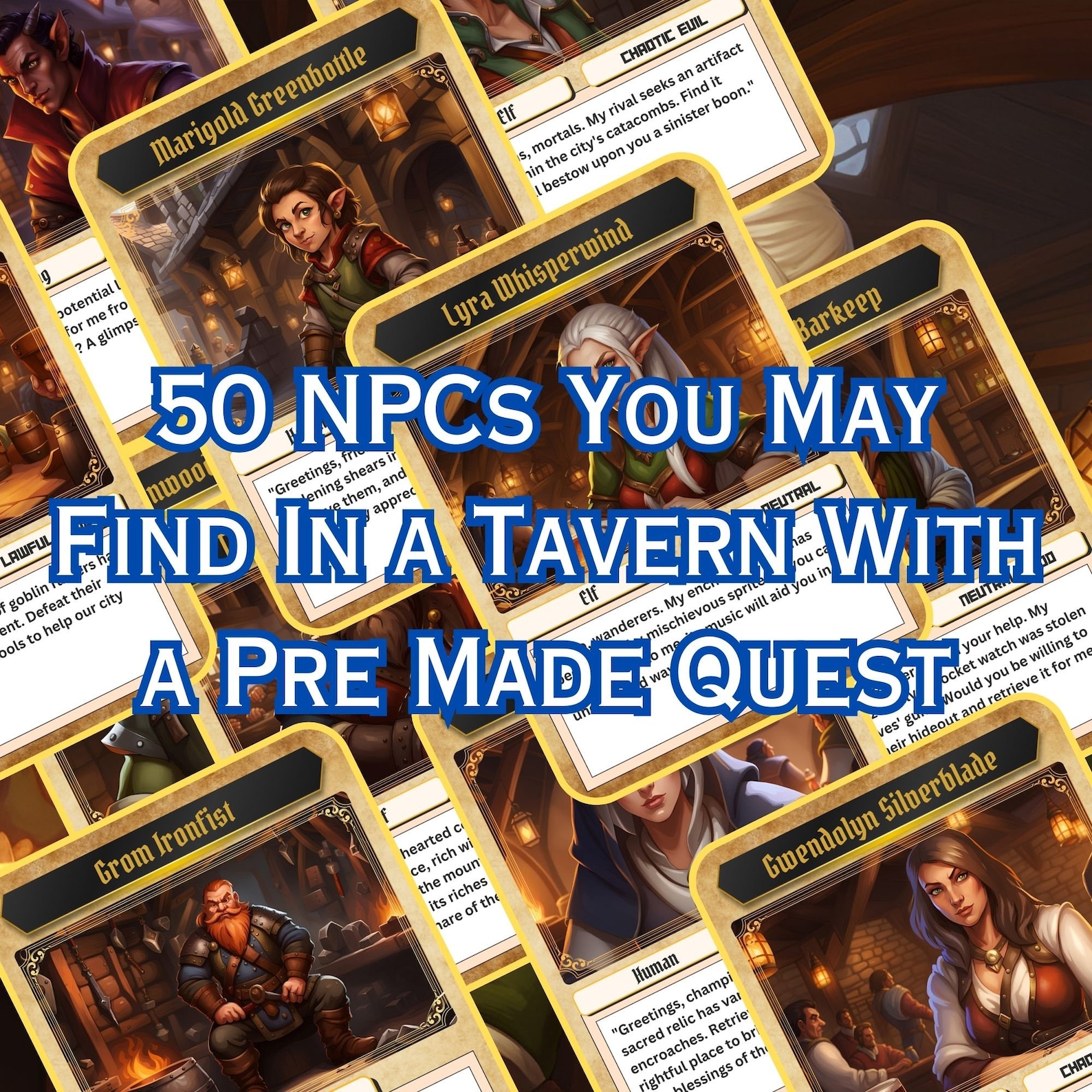 D&D Tavern Quest-giver Npcs - 50 Digital Cards for Dms and Players ...