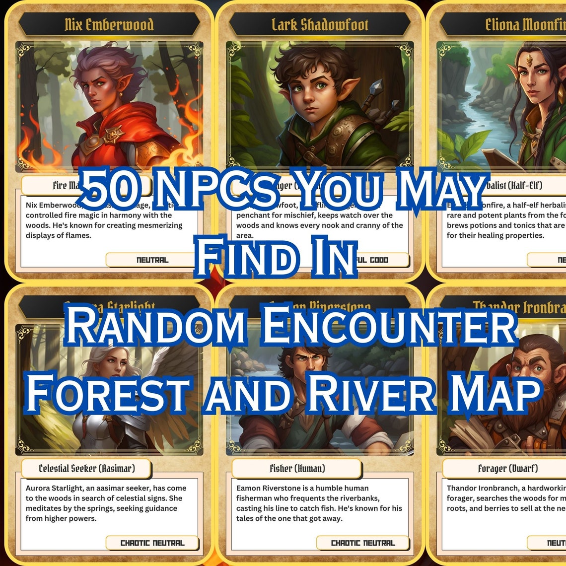 D&D World Random Encounter Npcs - 50 Digital Cards for Dms and Players ...