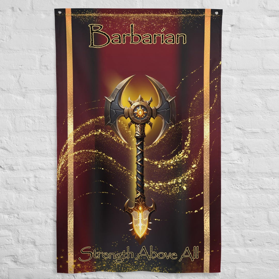 DND Character Class Flag Tabletop RPG Barbarian Banner Fantasy Army ...