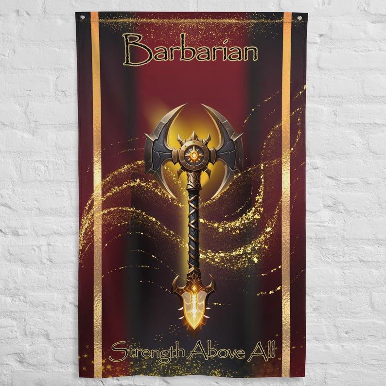 DND Character Class Flag Tabletop RPG Barbarian Banner Fantasy Army ...