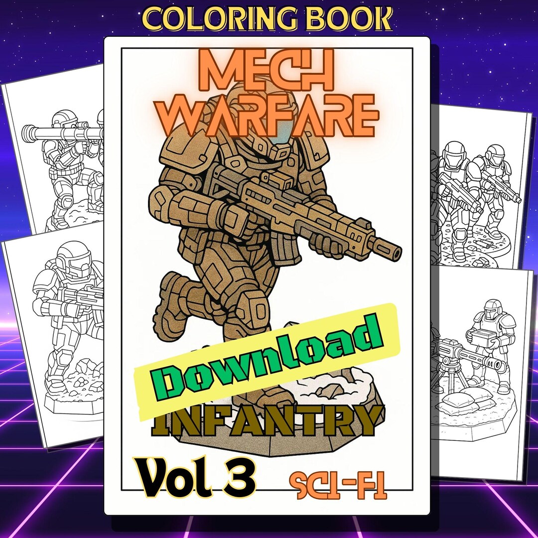 Mech Warfare Coloring Book - 50 Printable TTRPG Footsoldiers - Battle ...