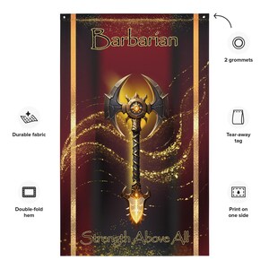 DND Character Class Flag Tabletop RPG Barbarian Banner Fantasy Army ...