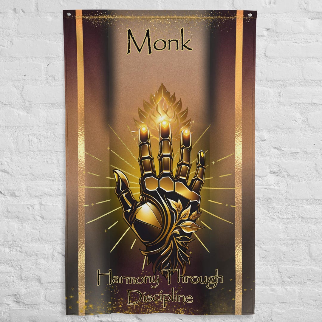 DND Character Class Flag Tabletop RPG Monk Banner Fantasy Army ...
