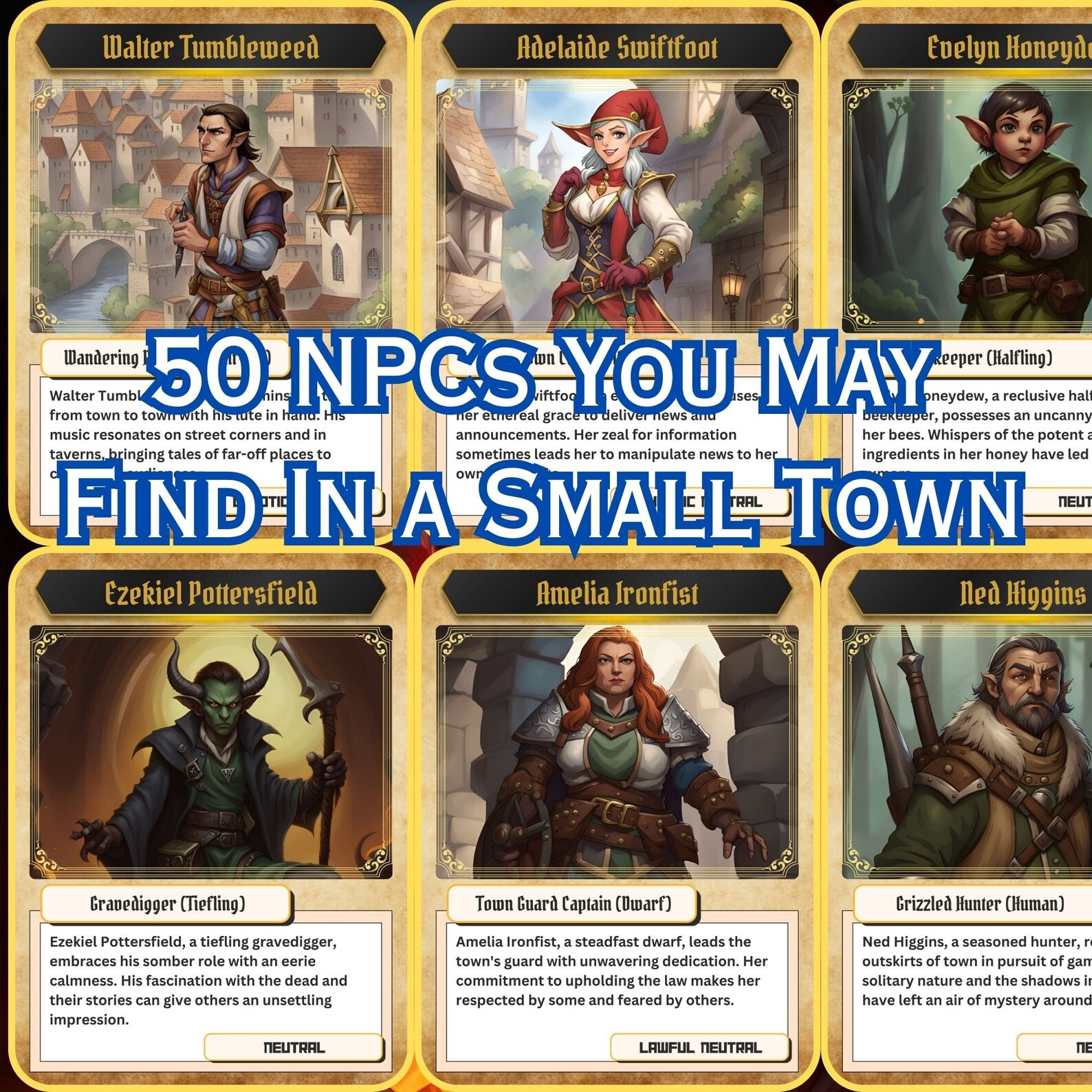 D&D NPC Collection - 50 Digital Cards for Dungeon Masters and Players ...
