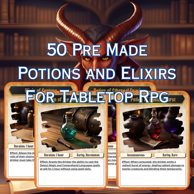 D&D Digital Potion Card Collection - 50 Potions With Descriptions ...