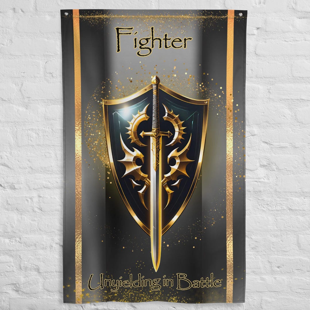 DND Character Class Flag Tabletop RPG Fighter Banner Fantasy Army ...