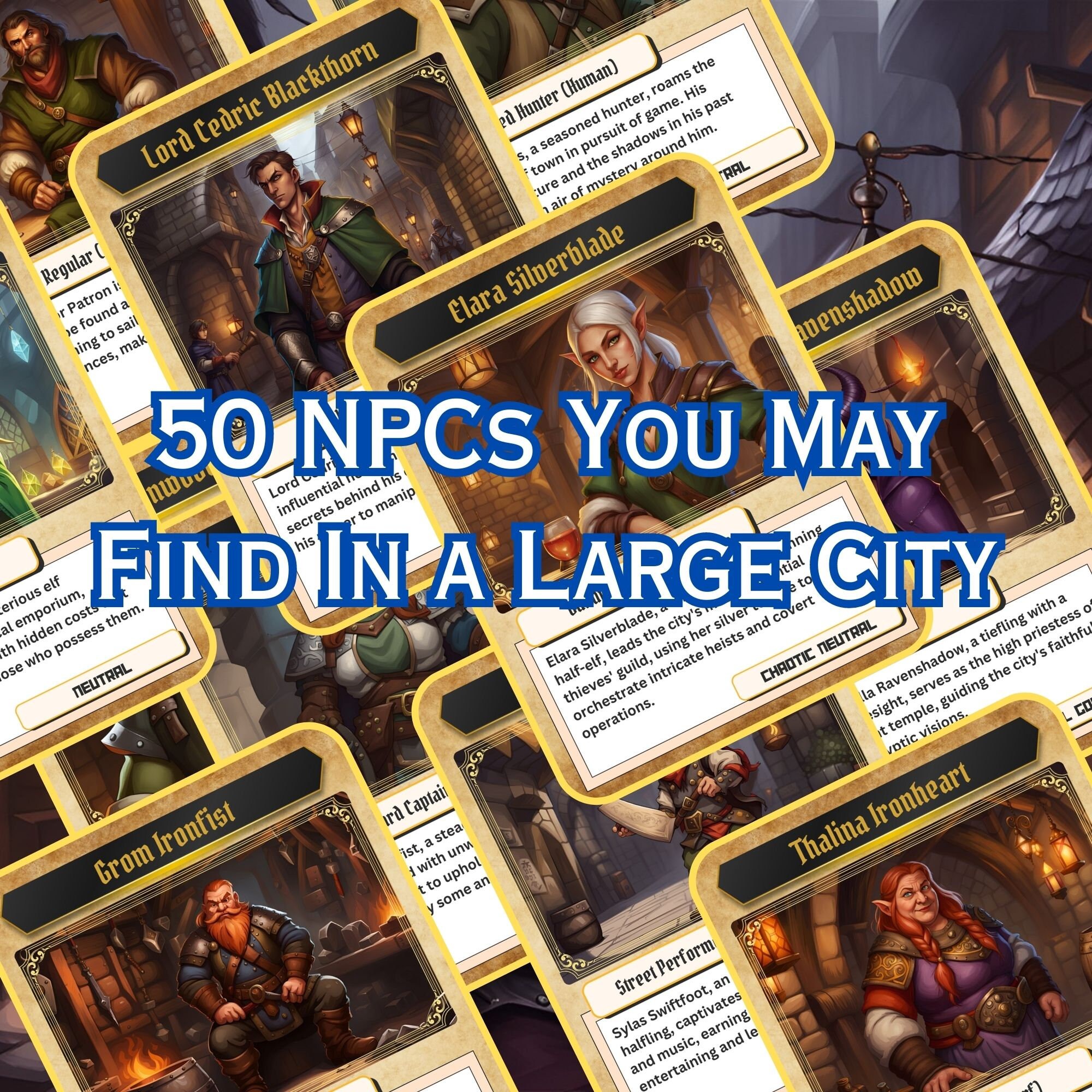 D&D NPC Collection 50 Digital Cards for Dungeon Masters and - Etsy