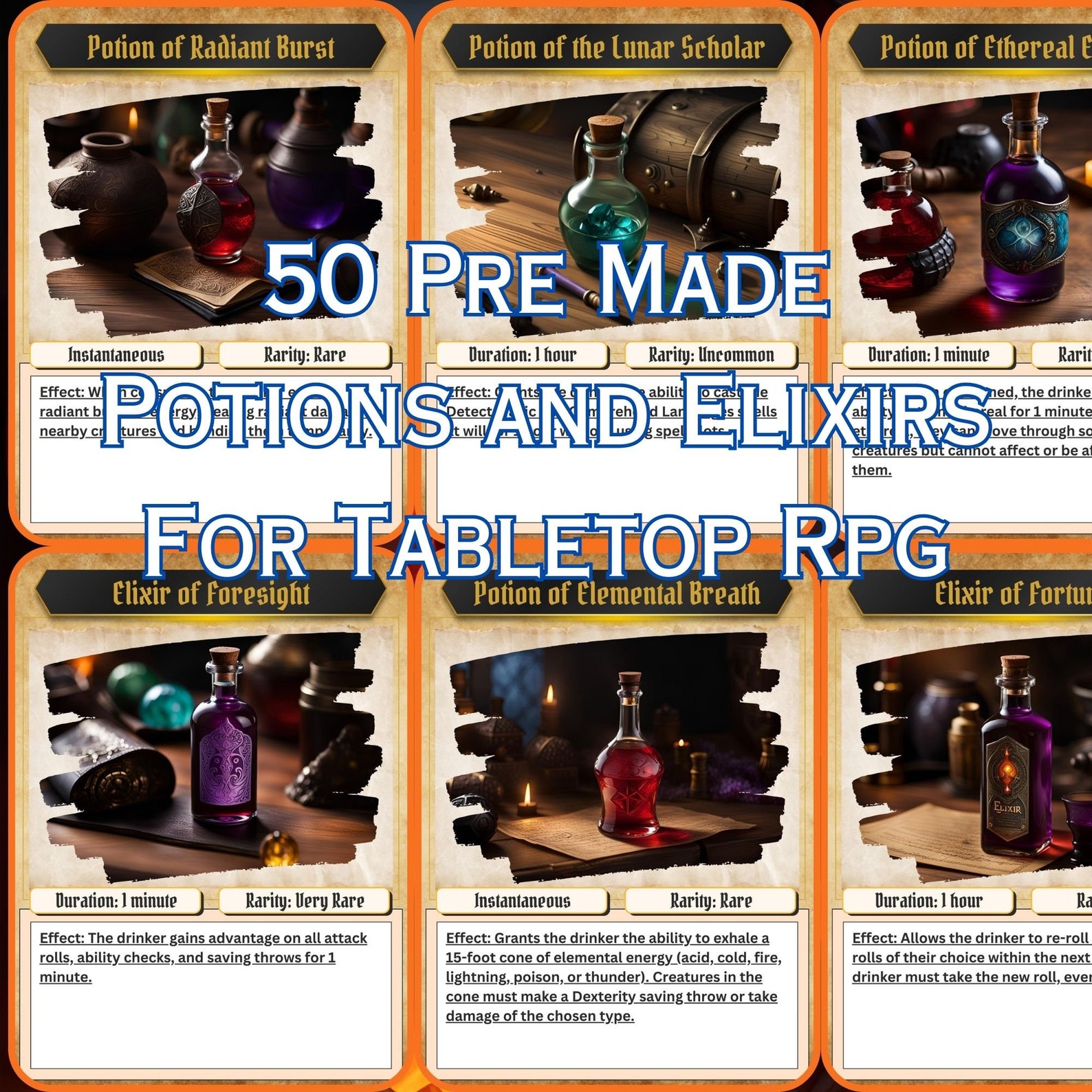 D&D Digital Potion Card Collection - 50 Potions With Descriptions ...