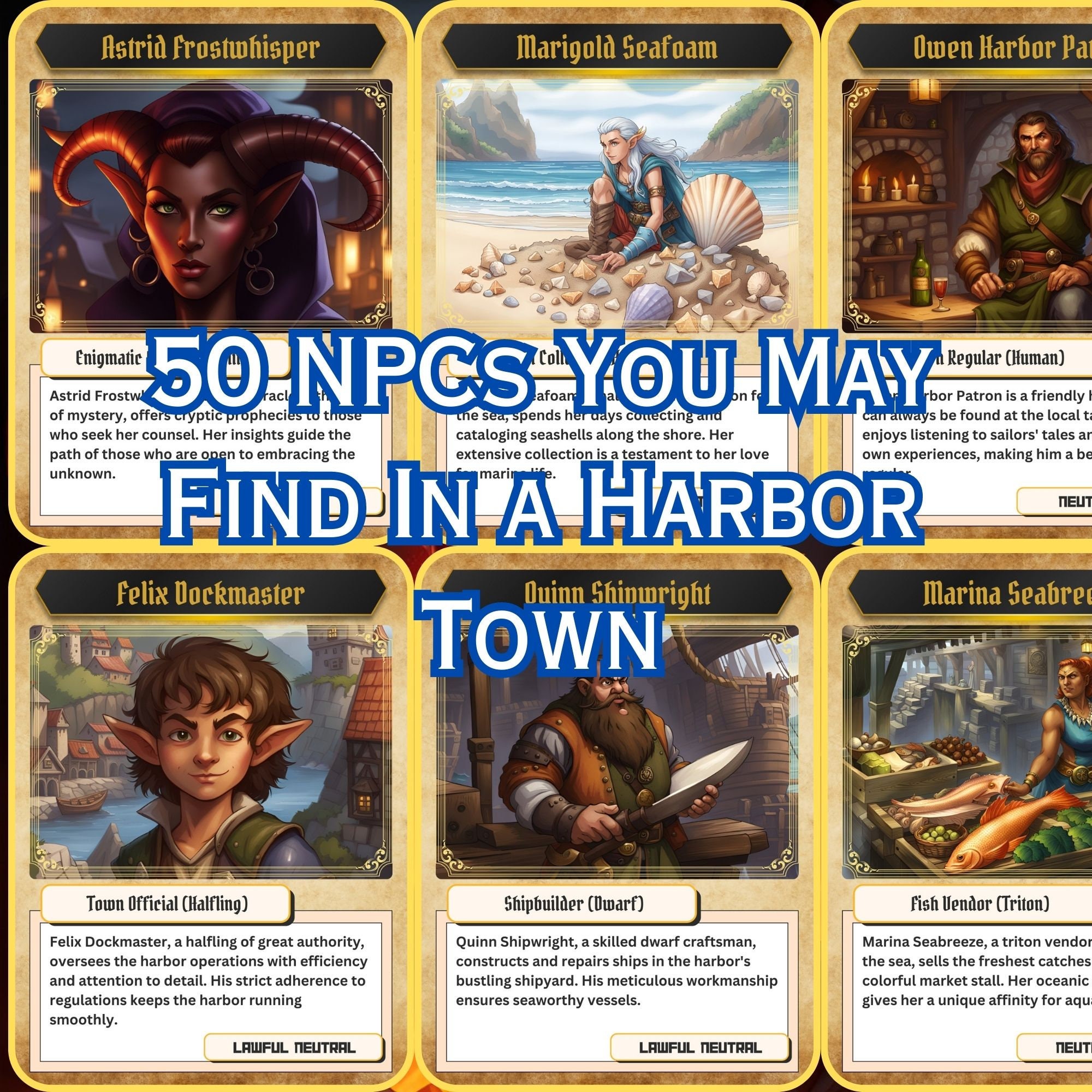 D&D NPC Collection 50 Digital Cards for Dungeon Masters and Players ...