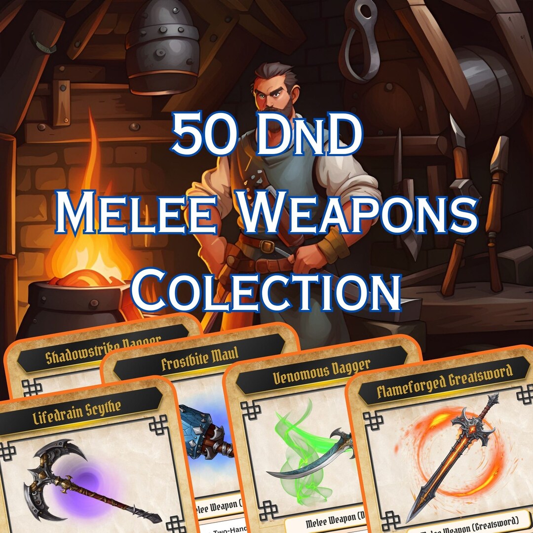 Essential D&D Melee Weapon Bundle - 50 Digital Images/Cards for Dungeon ...