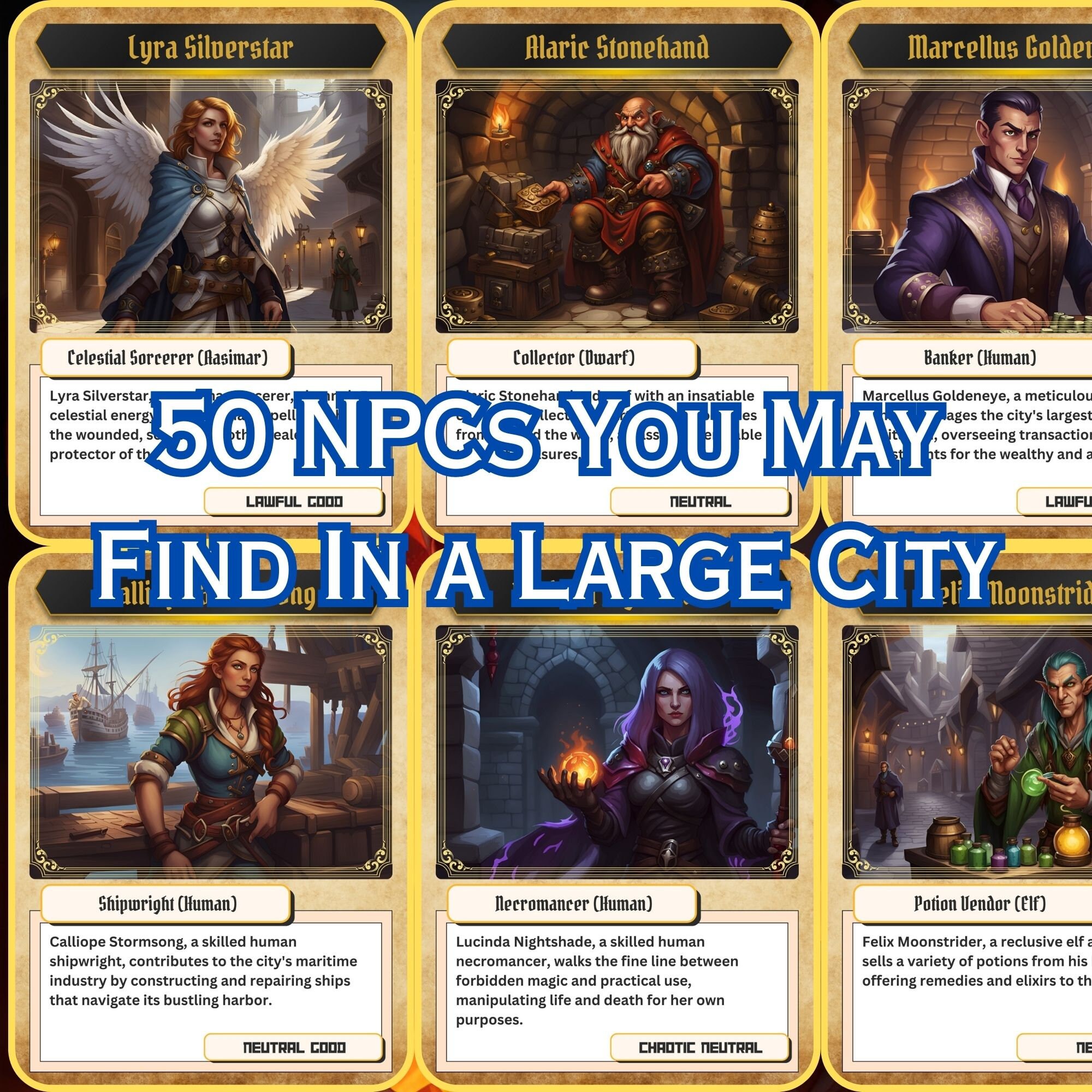 D&D NPC Collection 50 Digital Cards for Dungeon Masters and Players ...