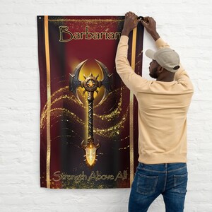 DND Character Class Flag Tabletop RPG Barbarian Banner Fantasy Army ...