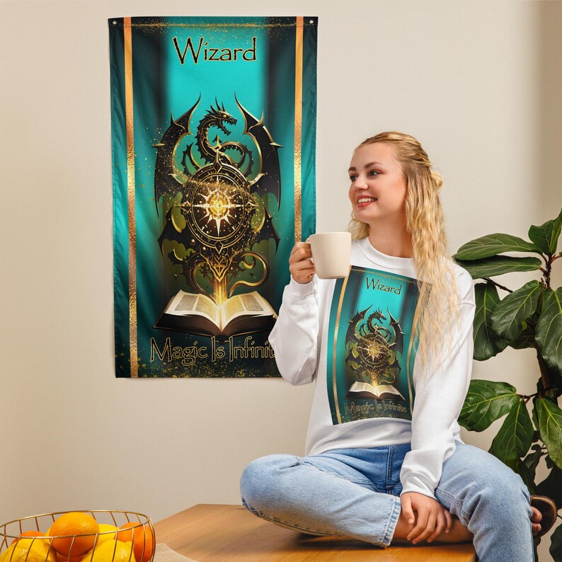 DND Character Class Flag Tabletop RPG Wizard Banner Fantasy Army ...