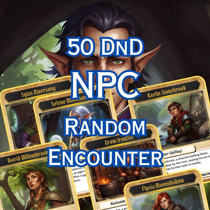 D&D World Random Encounter Npcs - 50 Digital Cards for Dms and Players ...