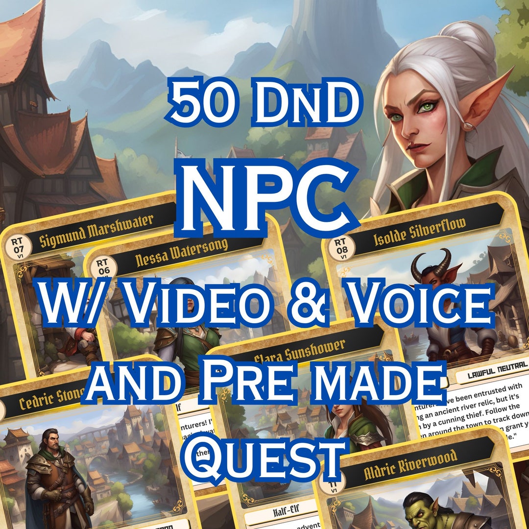 D&D Npcs W/quest and Voice - River Town - 50 Digital Cards/video for ...