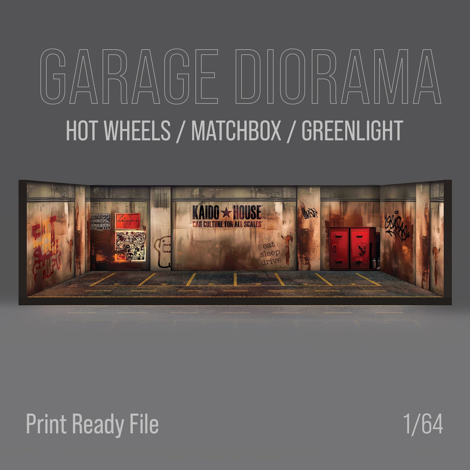 Diorama Garage Scene for 1/64 Model Cars Print Ready Design File - Etsy