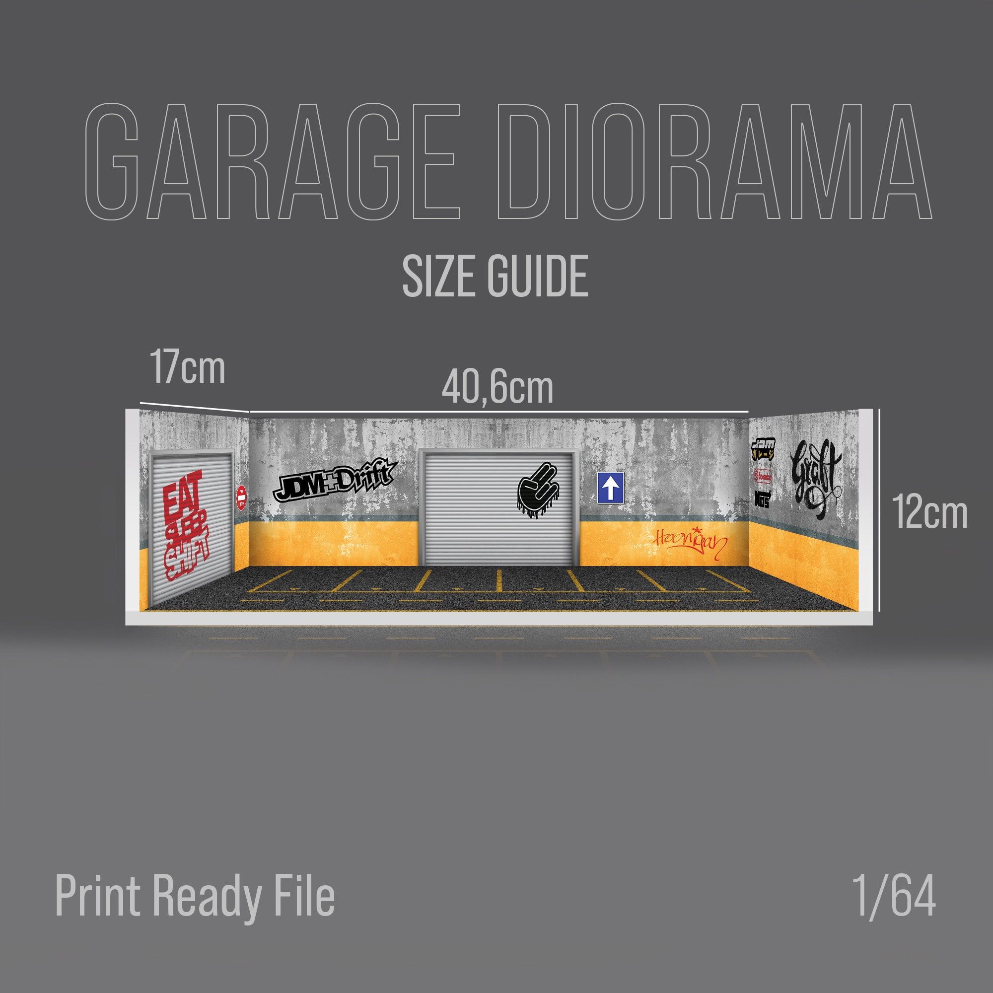 Diorama Garage Scene for 1/64 Model Cars Print Ready Design File - Etsy