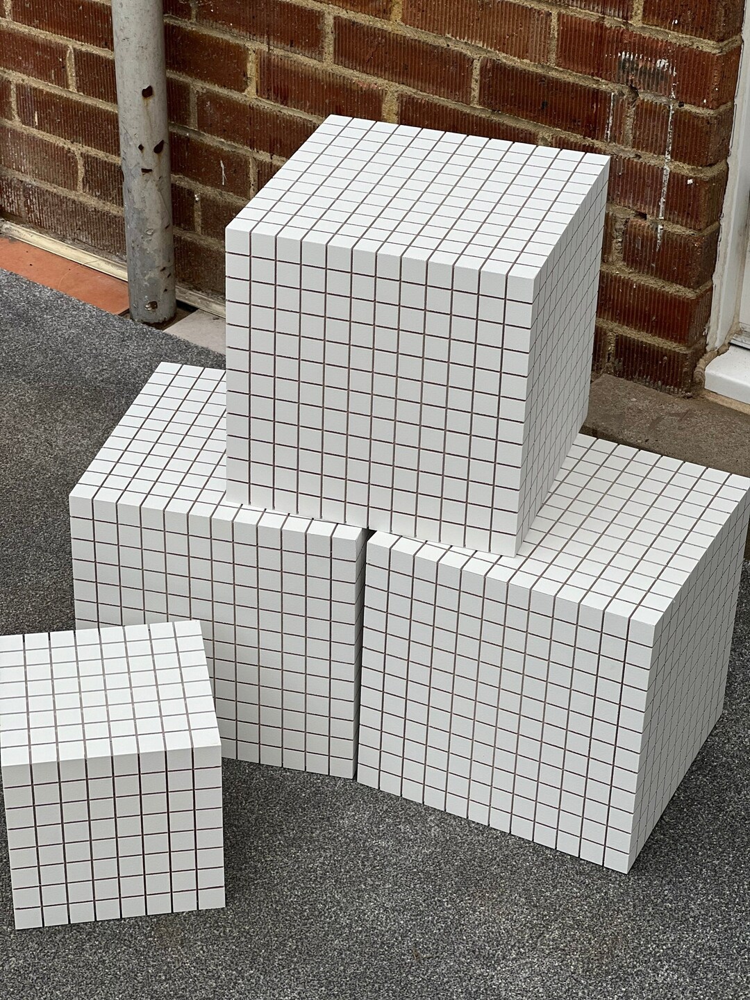 Checkered Plinth Cube Cake Stand Flower Tower Display Baby Shower Food ...