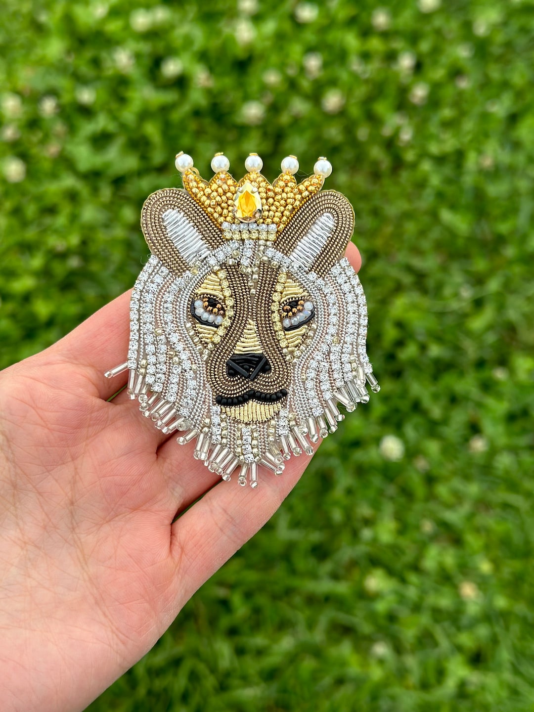 Handmade Lion Face Brooch, Gold Lion Brooch, Leo Astro Symbolism ...