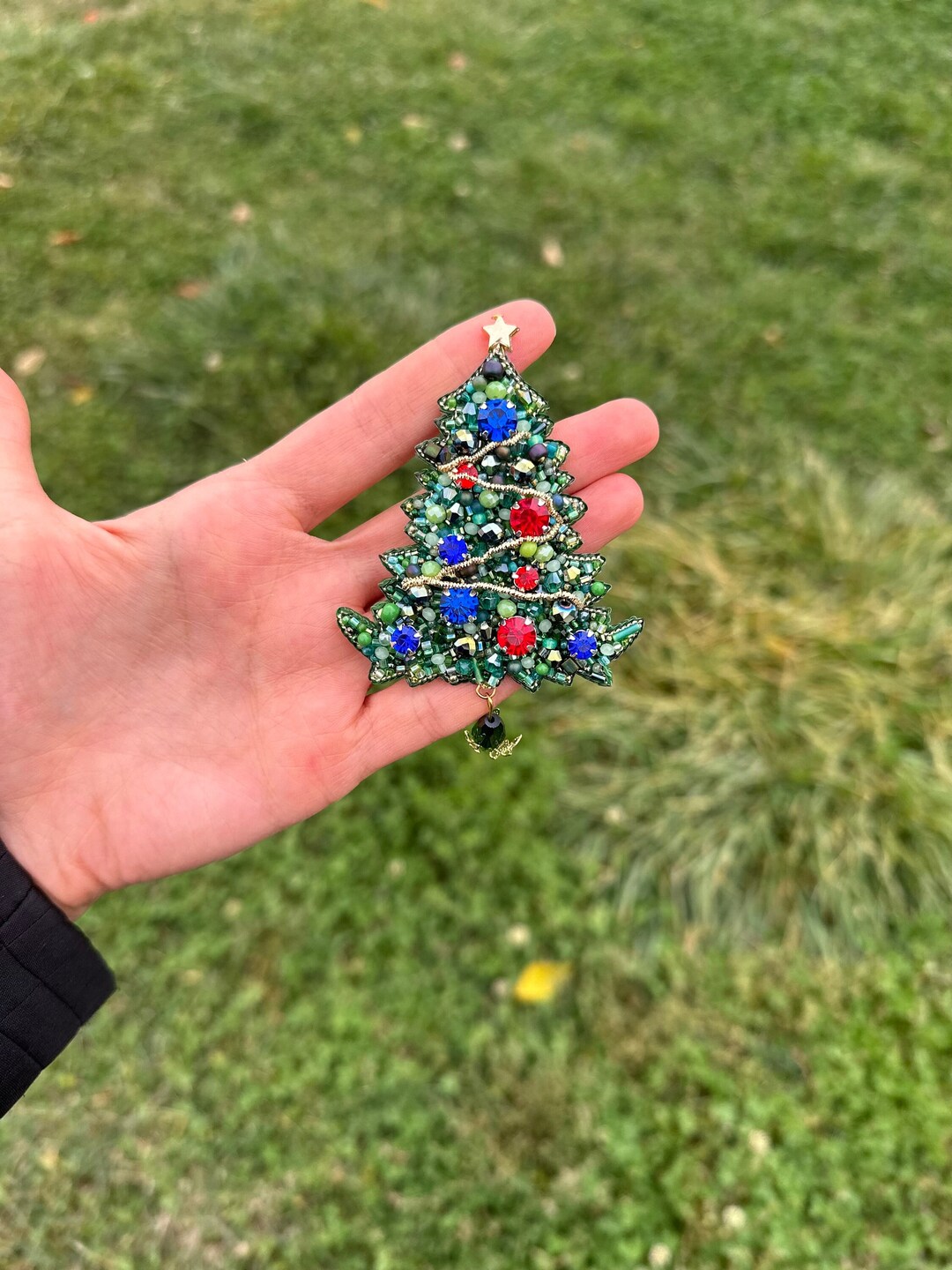 Christmas Tree Brooch, Pine Tree Pin, Embroidered Christmas Gift ...