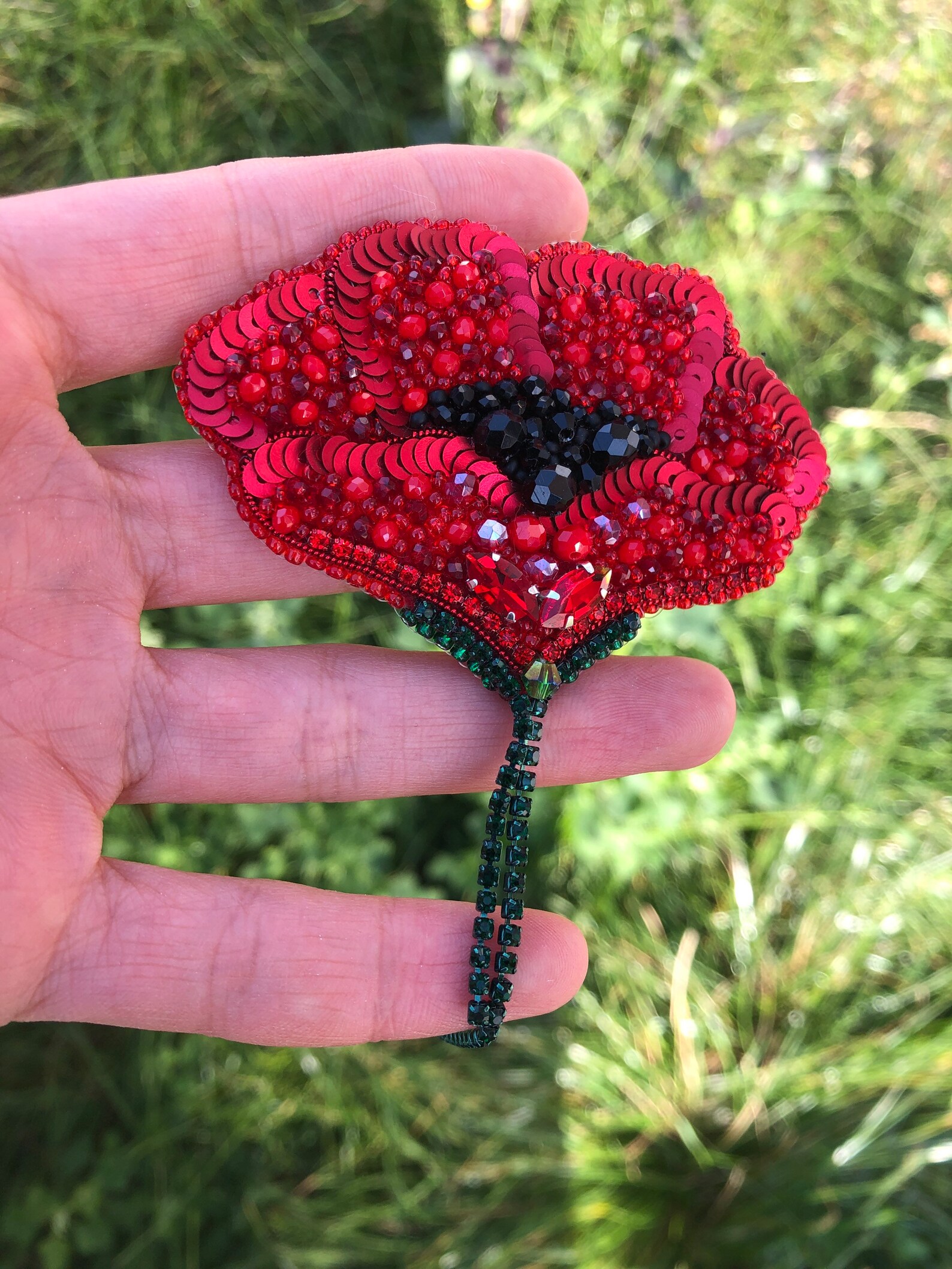 Handmade Poppy Brooch, Red Poppy Pin, Flower Jewelry, Flower Decoration ...