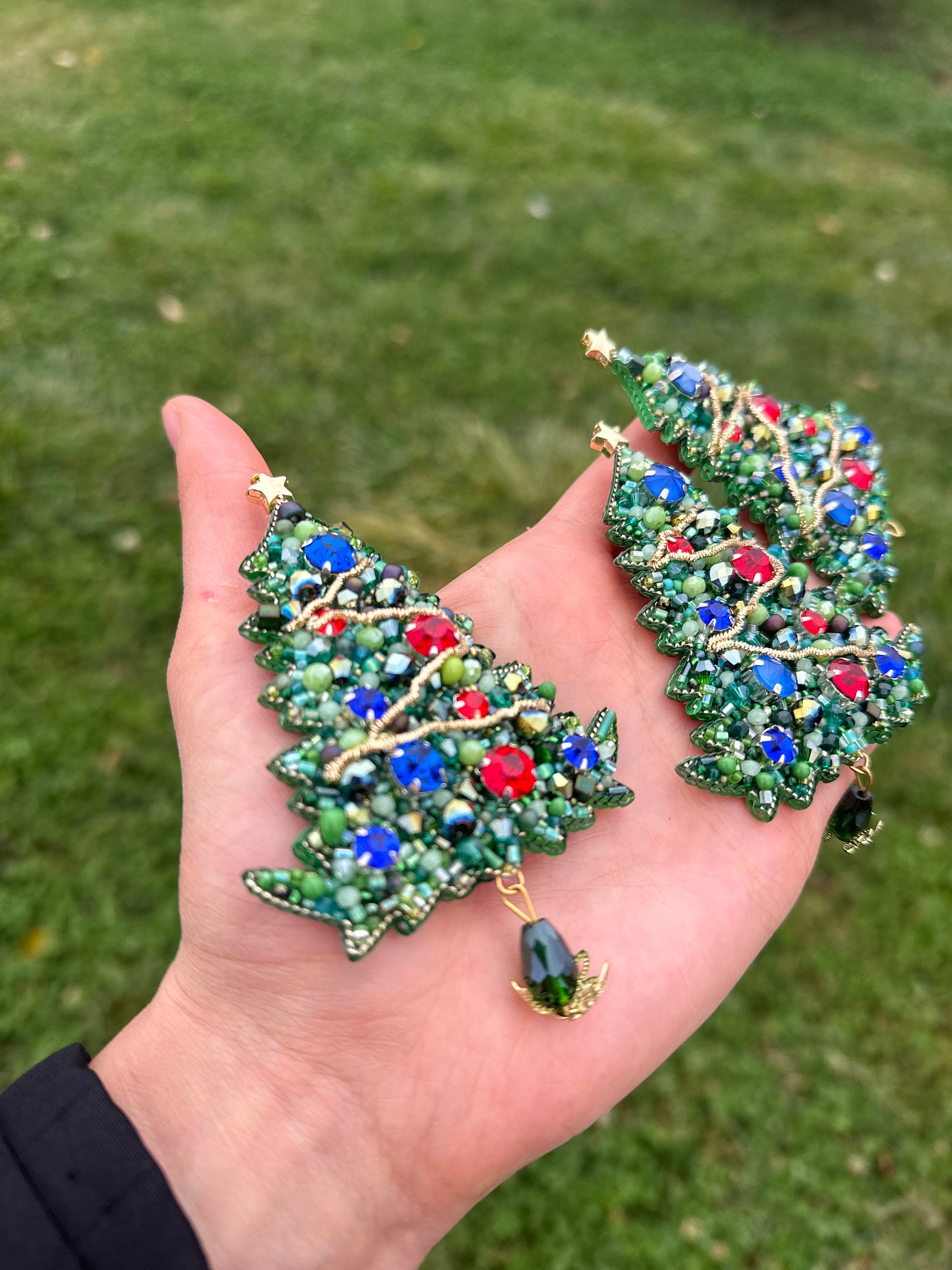 Christmas Tree Brooch, Pine Tree Pin, Embroidered Christmas Gift ...