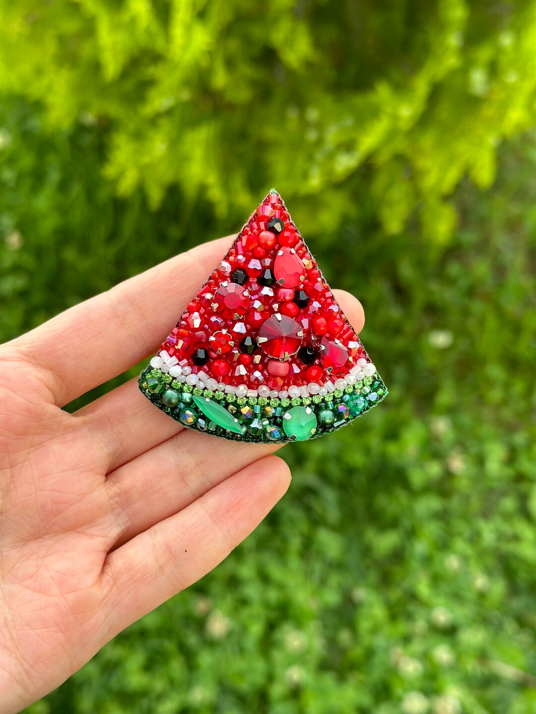 Watermelon Brooch, Handmade Fruit Jewelry, Red Fruit Jewelry, Nature ...