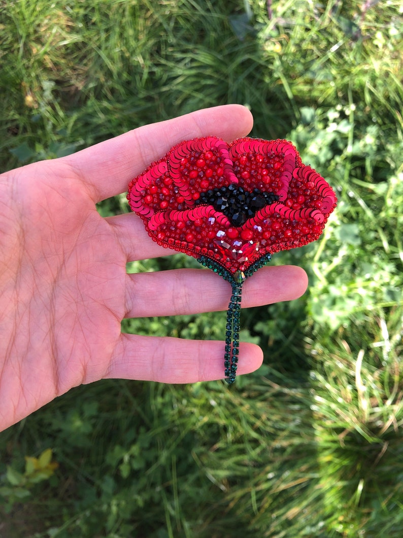 Handmade Poppy Brooch, Red Poppy Pin, Flower Jewelry, Flower Decoration ...