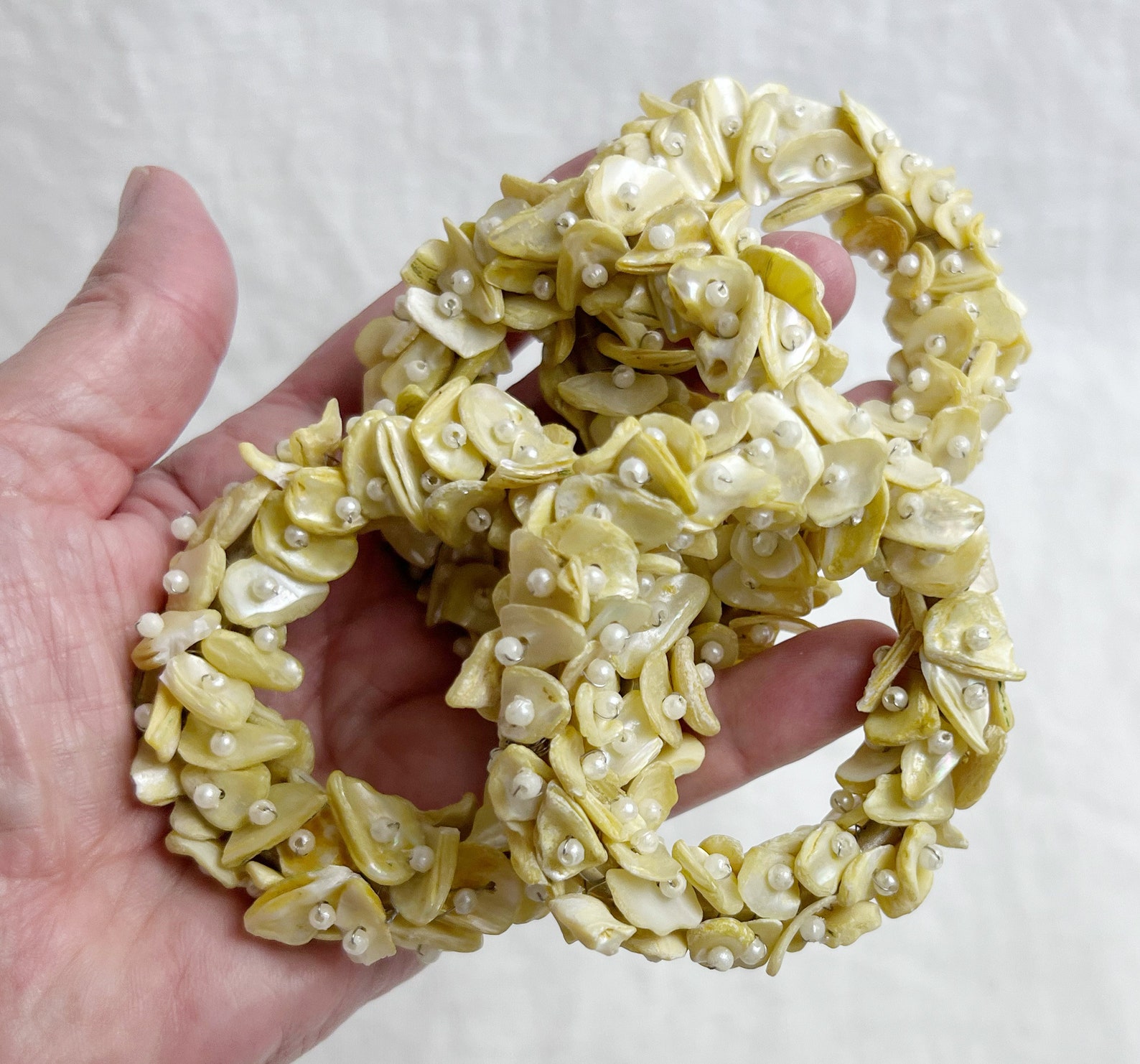 Set of Four Mother of Pearl Puka Shell Napkin Ring Holders With Seed ...