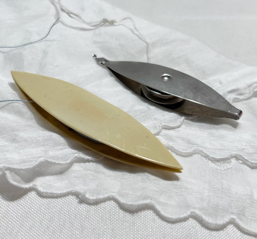 Two Vintage Lace Making Tatting Shuttles, 3.25" Celluloid, 3" Metal. - Etsy