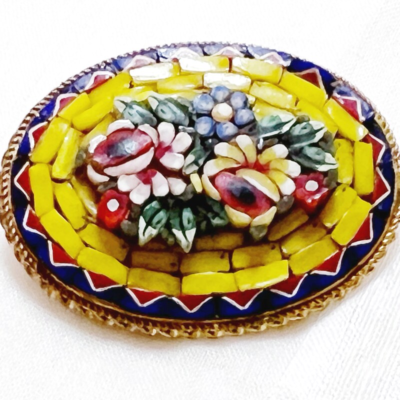 Micro Mosaic Brooch - Etsy