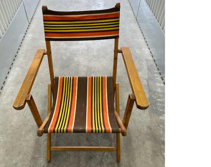 Vintage 1940s Wood Folding Retro Camping, Deck, Beach, or Fishing Chair ...