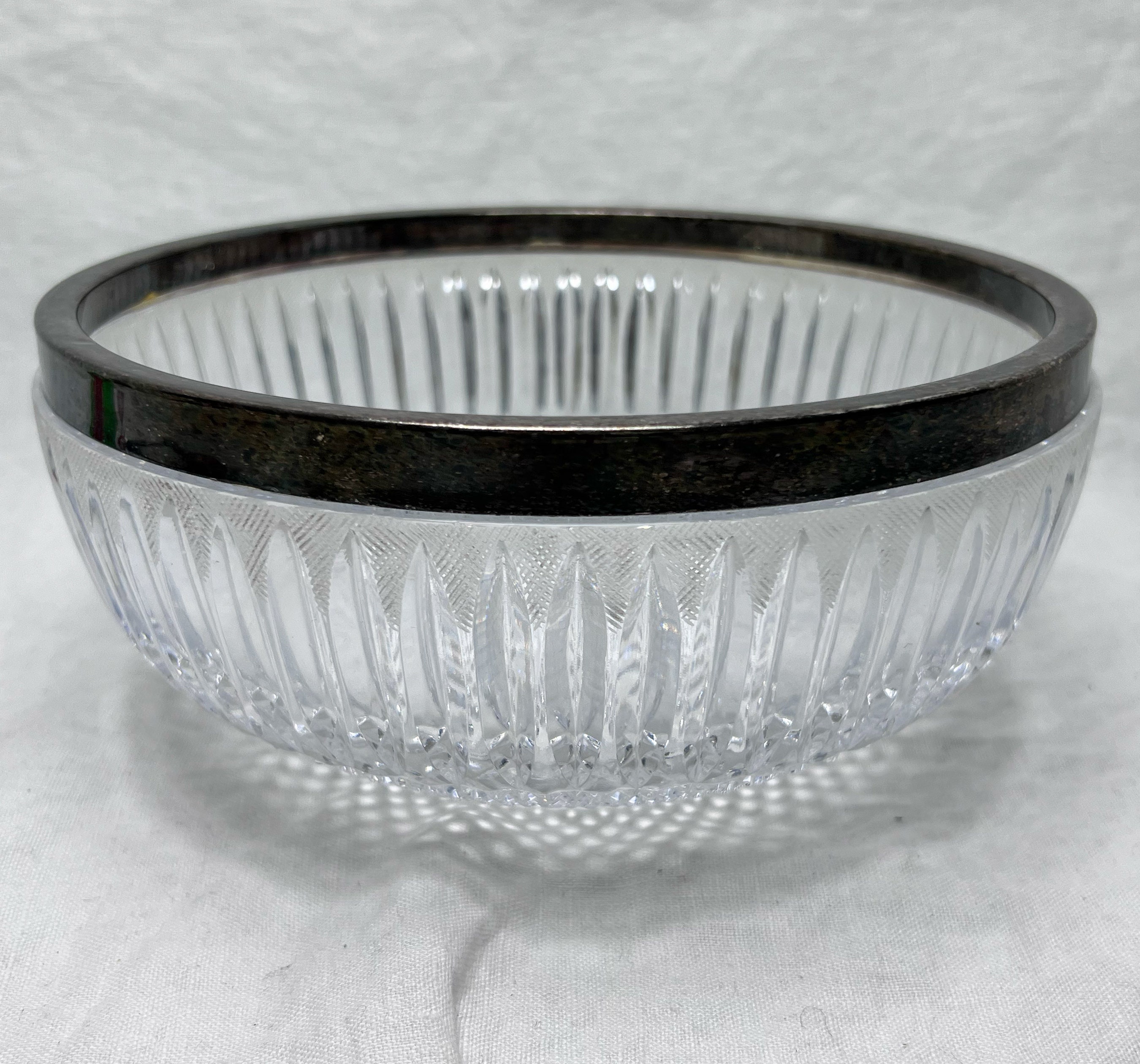 Vintage Cut Glass Bowl With Silver Rim. 8.375" Diameter. - Etsy