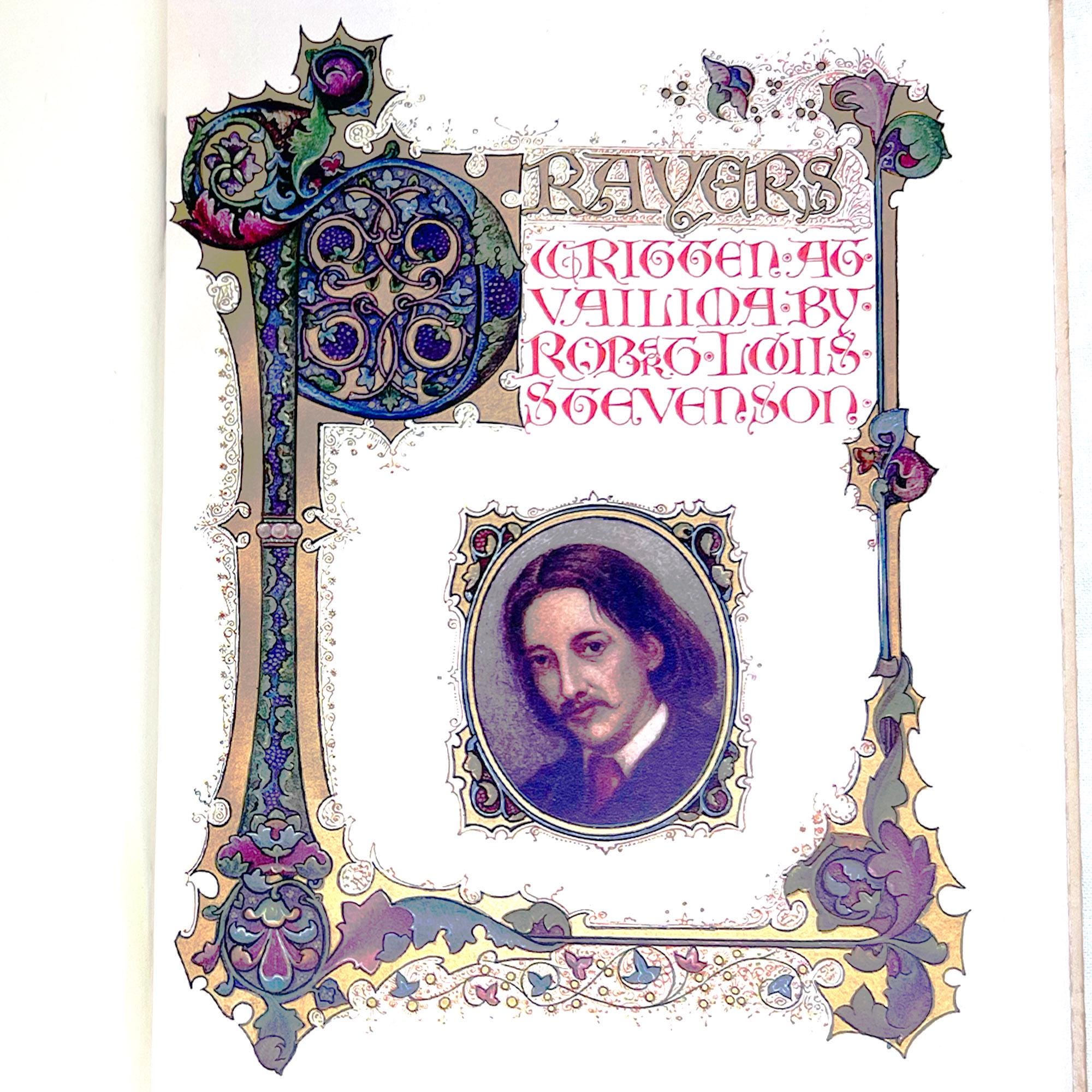 1922 Robert Louis Stevenson Prayers Written at Vailima Illuminated ...