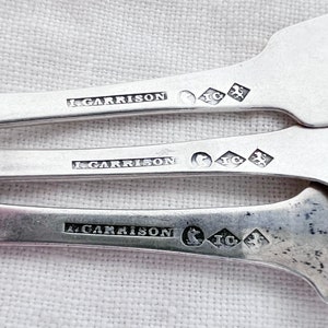 3 Antique Isaac Garrison Coin Silver Tea Spoons Fiddle Pattern Monogram ...