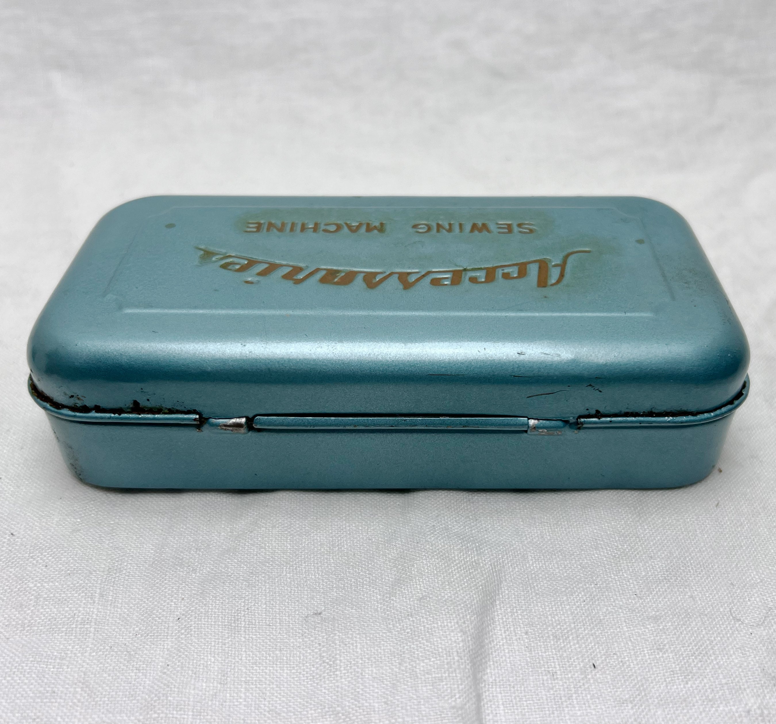 Vintage Metal Sewing Machine Accessory Box With 17 Original Accessories ...