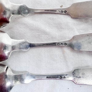 3 Antique Isaac Garrison Coin Silver Tea Spoons Fiddle Pattern Monogram ...