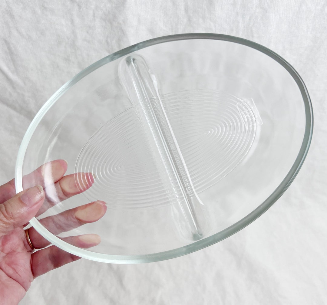 USA Glasbake Divided Baking Dish 9-inch Oval W/ridged Detail. 1950s ...